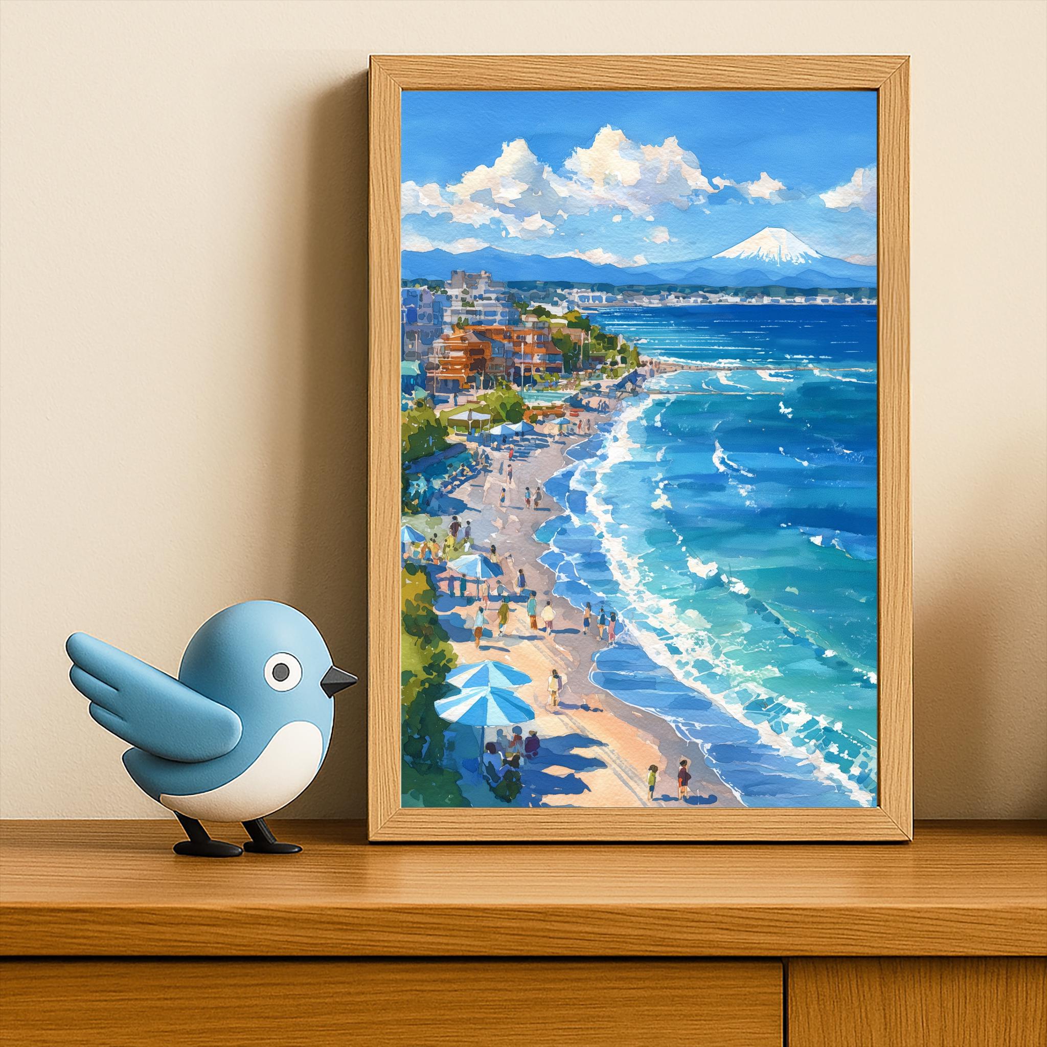 Shonan Coast Beach Wall Art – Japanese Summer Coastal Print With Mount ...