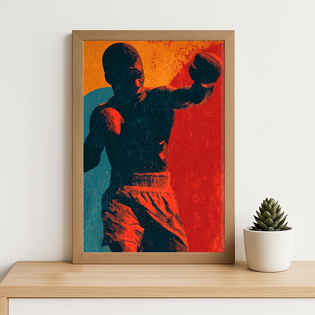 Boxer Poster Illustration – Bold Retro Fight-inspired Wall Art for Gym ...
