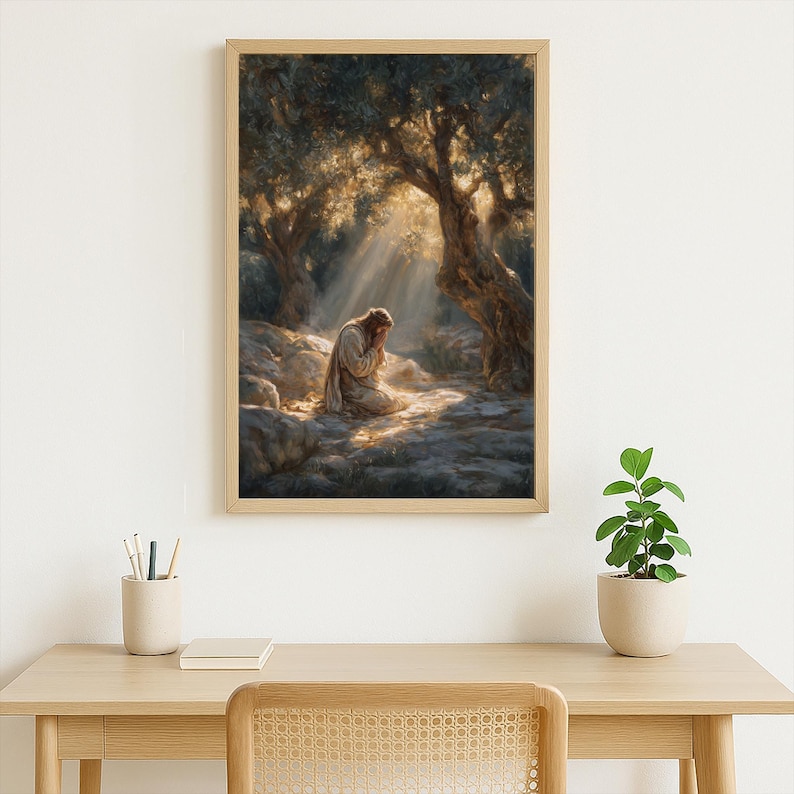 Jesus Praying at Gethsemane Olive Trees – Inspiring Christian Wall Art ...