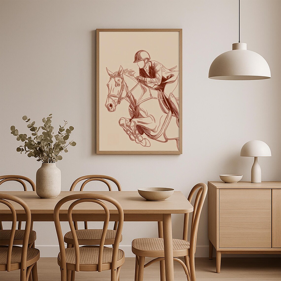 Equestrian Sport Line Drawing – Horse Jumping Wall Art, Minimalist ...