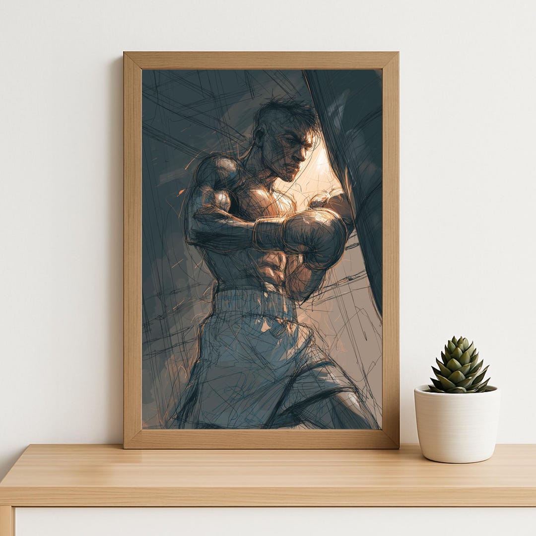 Boxer Training Art Print: Motivational Sports Wall Art, Dynamic Boxing ...