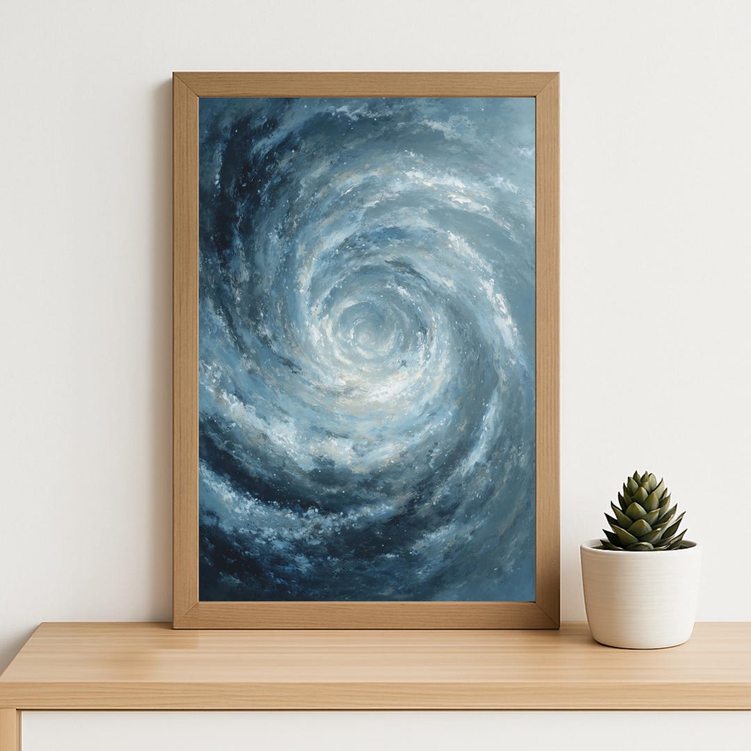Hurricane Abstract Swirl Wall Art – Moody Storm Oil Painting Style ...
