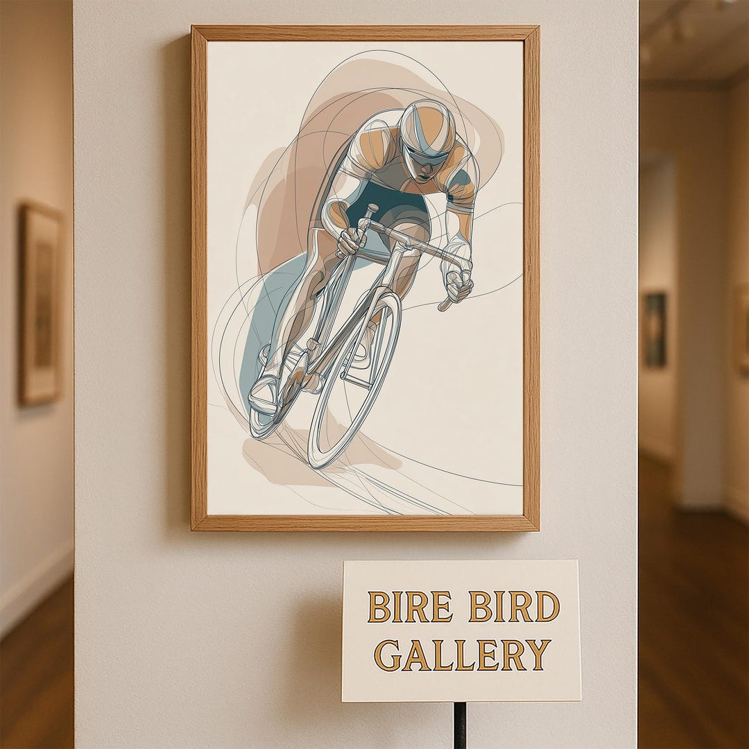 Cyclist Line Art Wall Art Print – Modern Minimalist Bicycle Racing ...