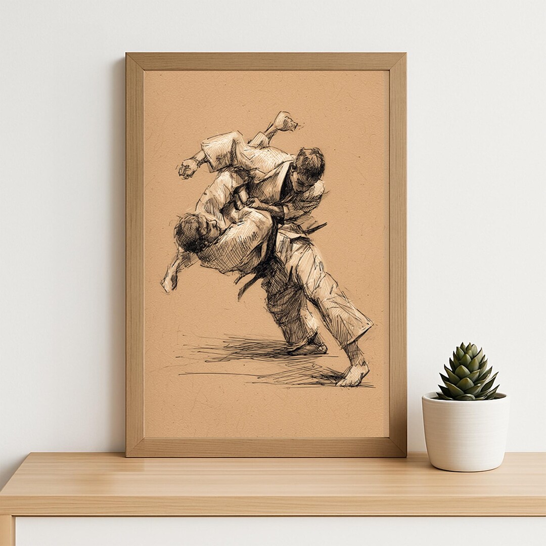Judo Throw Line Art Poster – Dynamic Sketch Style Martial Arts ...
