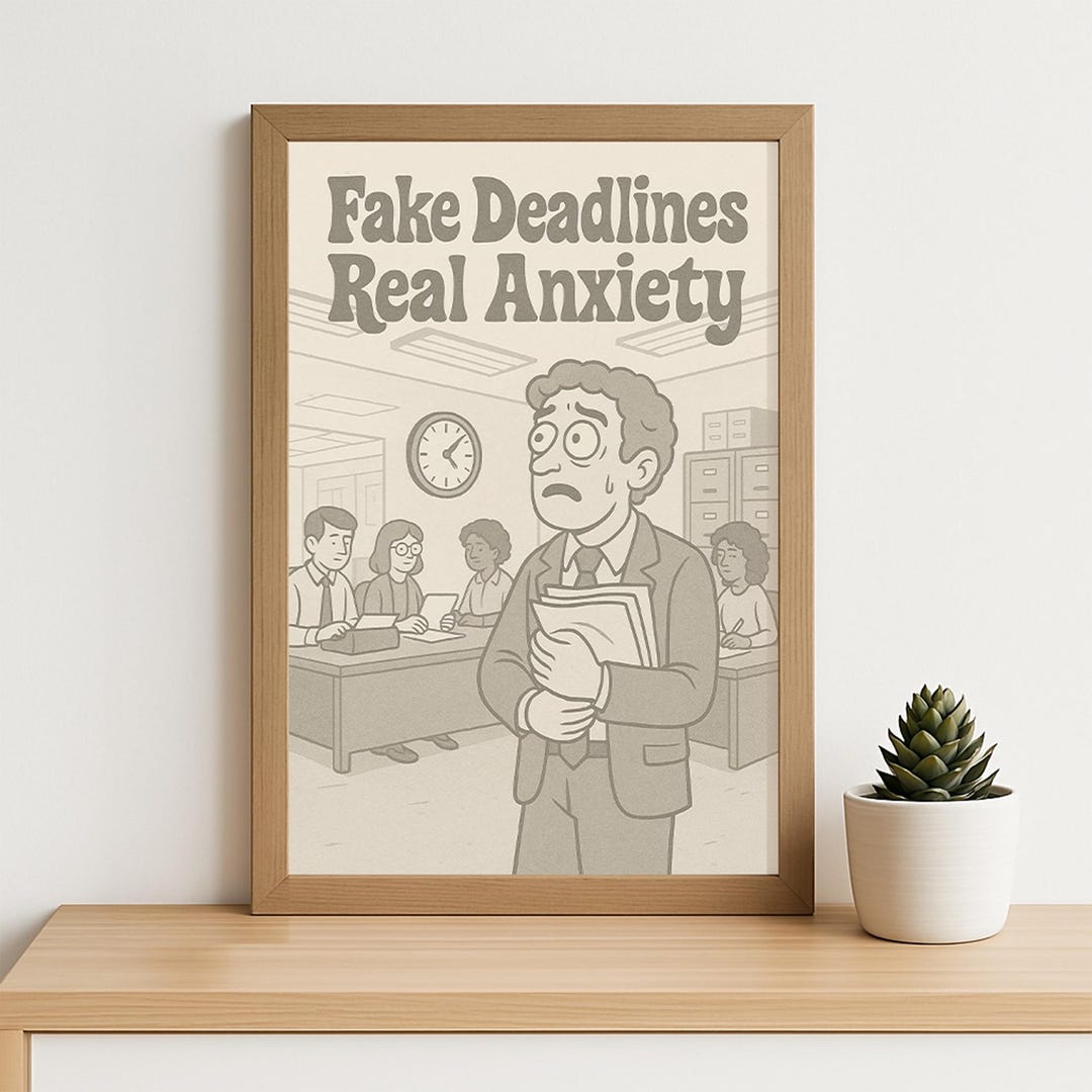 Retro Office Anxiety Poster | Funny Work Stress Wall Art | Fake ...
