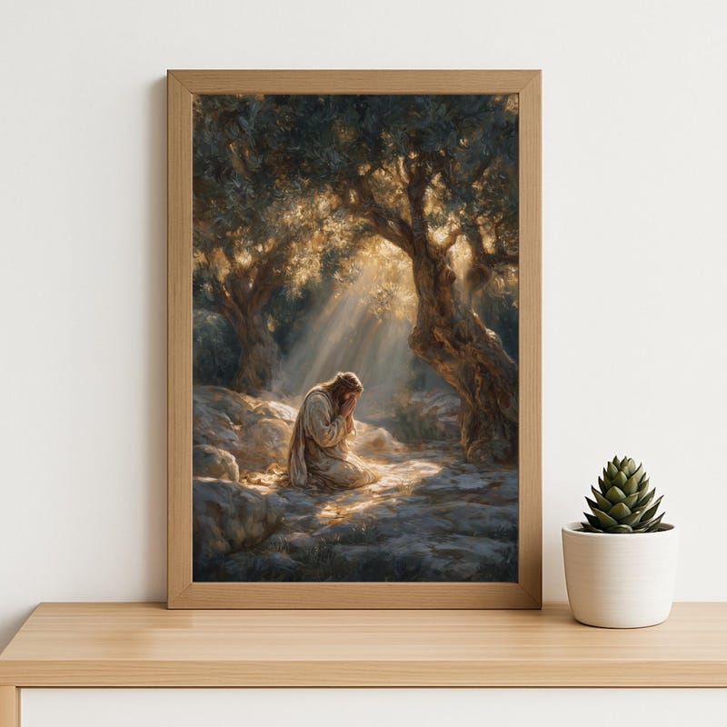 Jesus Olive Tree Painting - Etsy