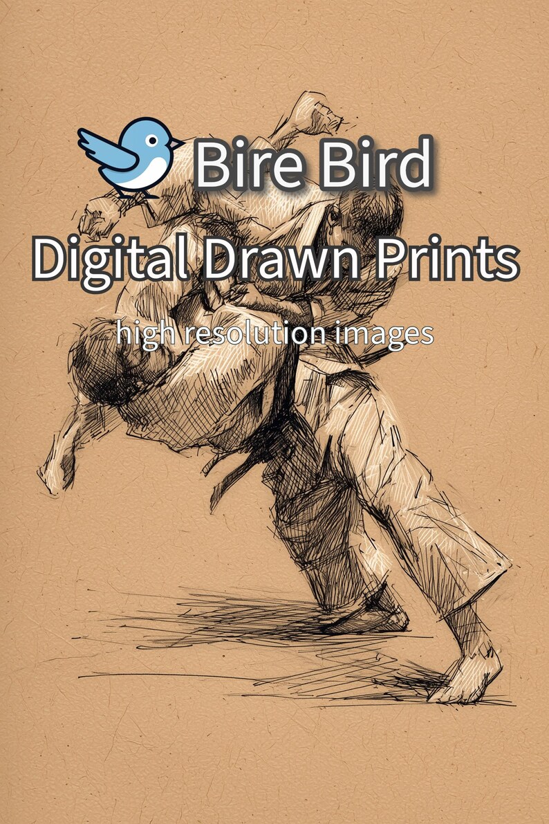 Judo Throw Line Art Poster – Dynamic Sketch Style Martial Arts ...