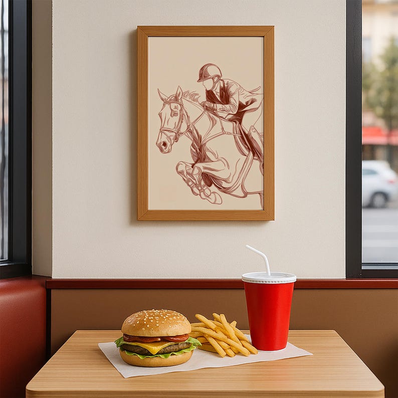 Equestrian Sport Line Drawing – Horse Jumping Wall Art, Minimalist ...