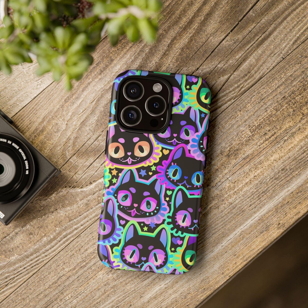 Colorful Cat Phone Case, Vibrant Pet Lover Gift, Cute Phone Cover ...