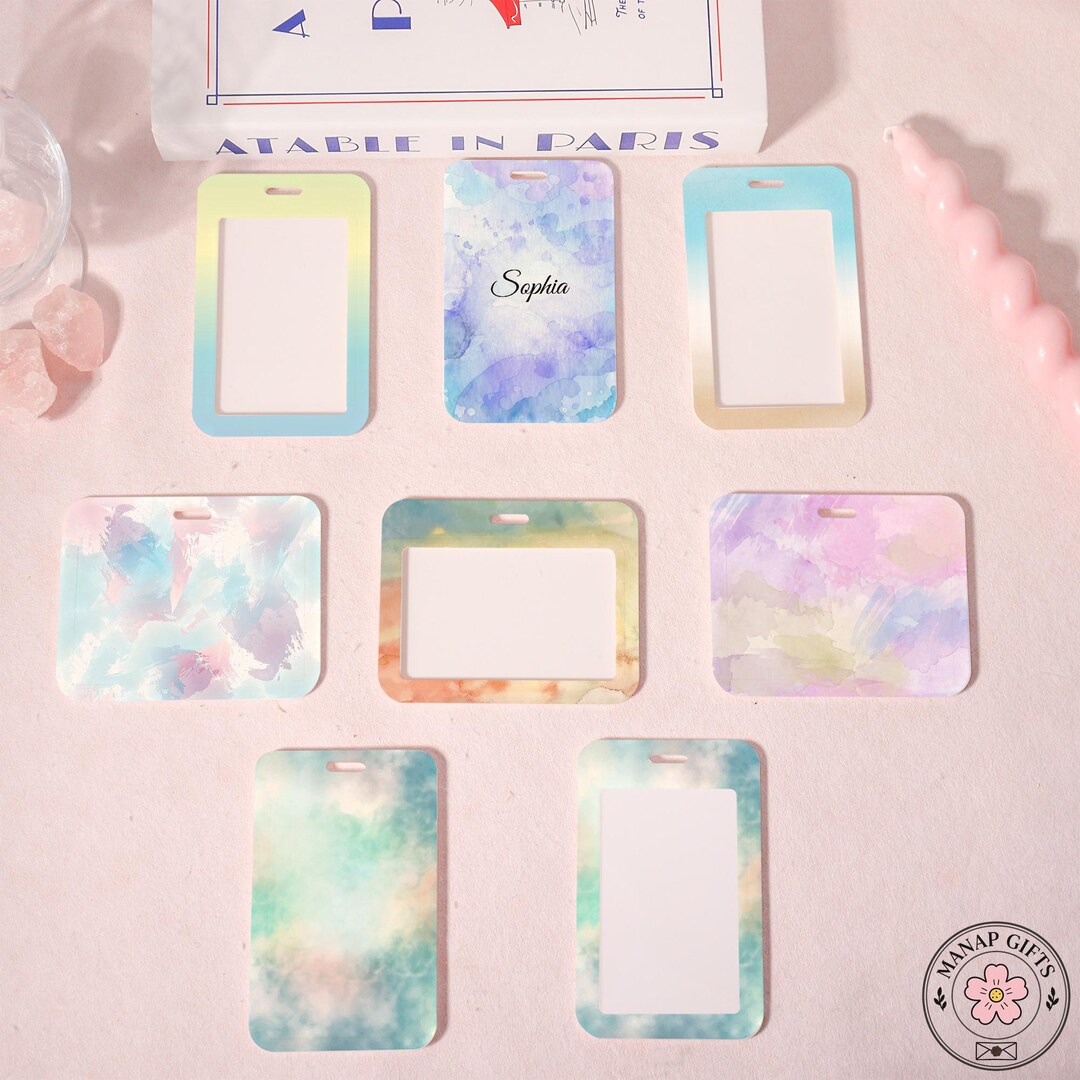 Watercolor Style Custom Hard Badge Holder,artistic Blended Pattern ID ...
