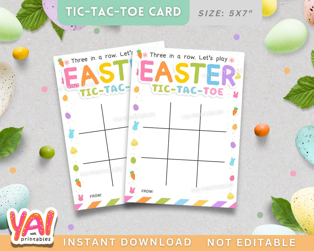 Easter Tic-tac-toe Card, Printable Tic-tac-toe Card, Easter Activity ...