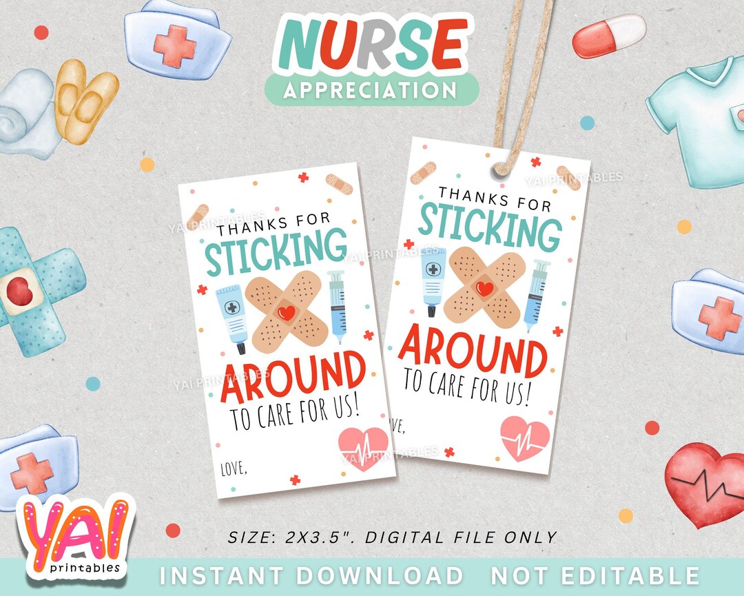 Nurse Appreciation Tag, Printable Nurse Appreciation Tag, Thank You ...