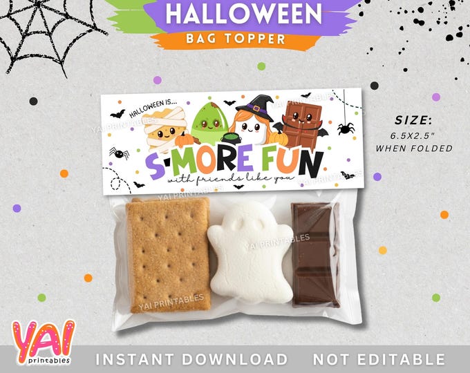 S'mores Favors, S'mores Treat Bag Topper, Printable Favors, S'mores Kit ...