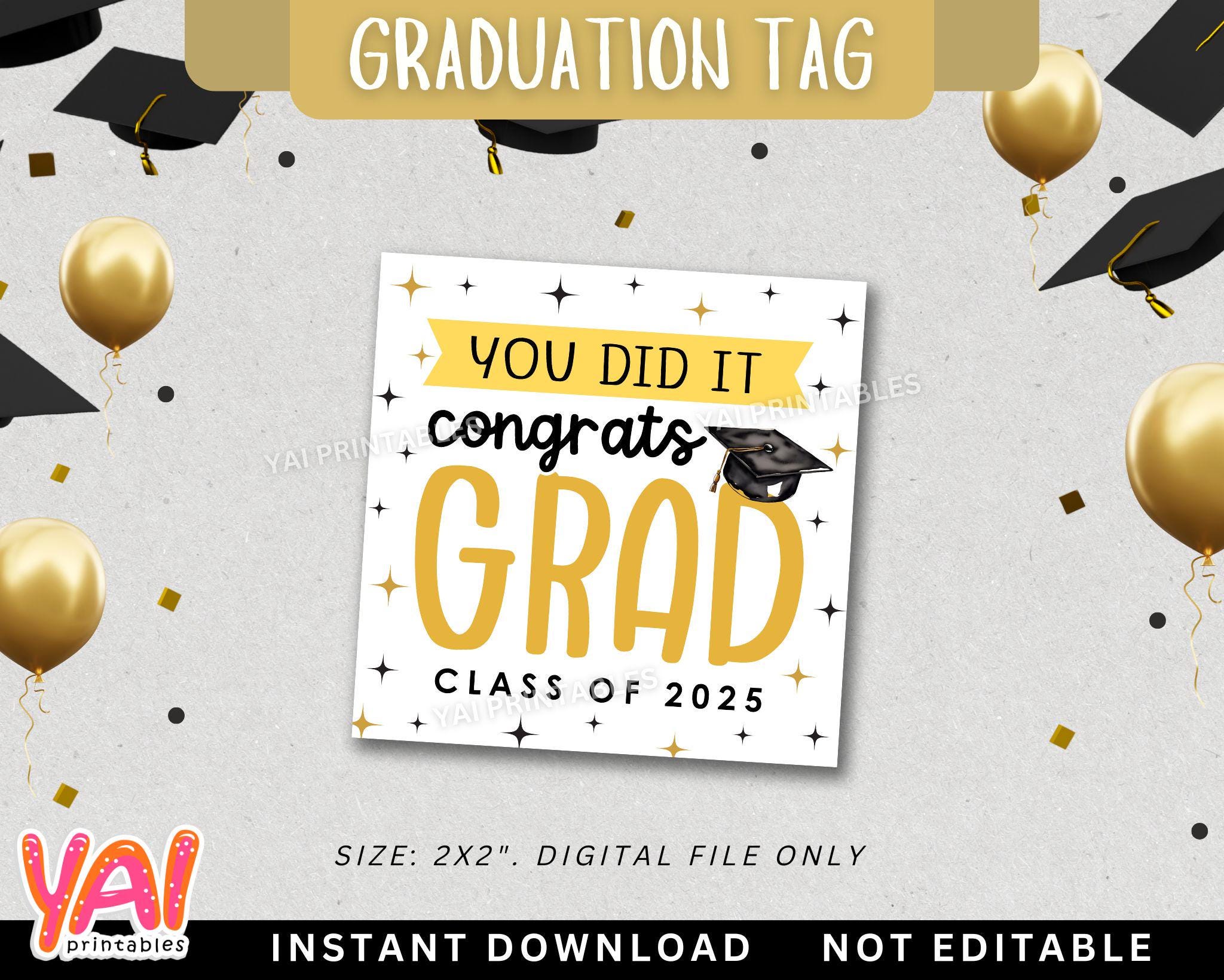 Printable Graduation Tag, Graduation Gift Tag, Class of 2025 Gift Tag ...