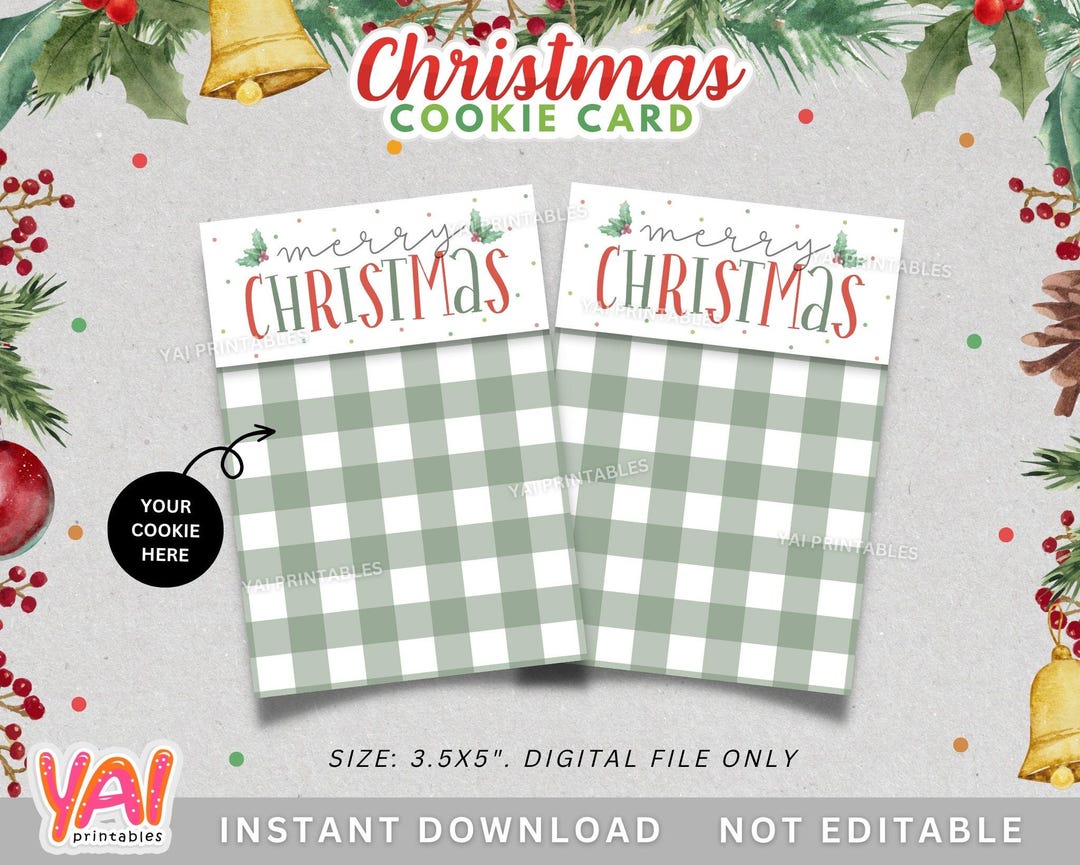 Christmas Cookie Card, Printable Christmas Cookie Card, Christmas ...