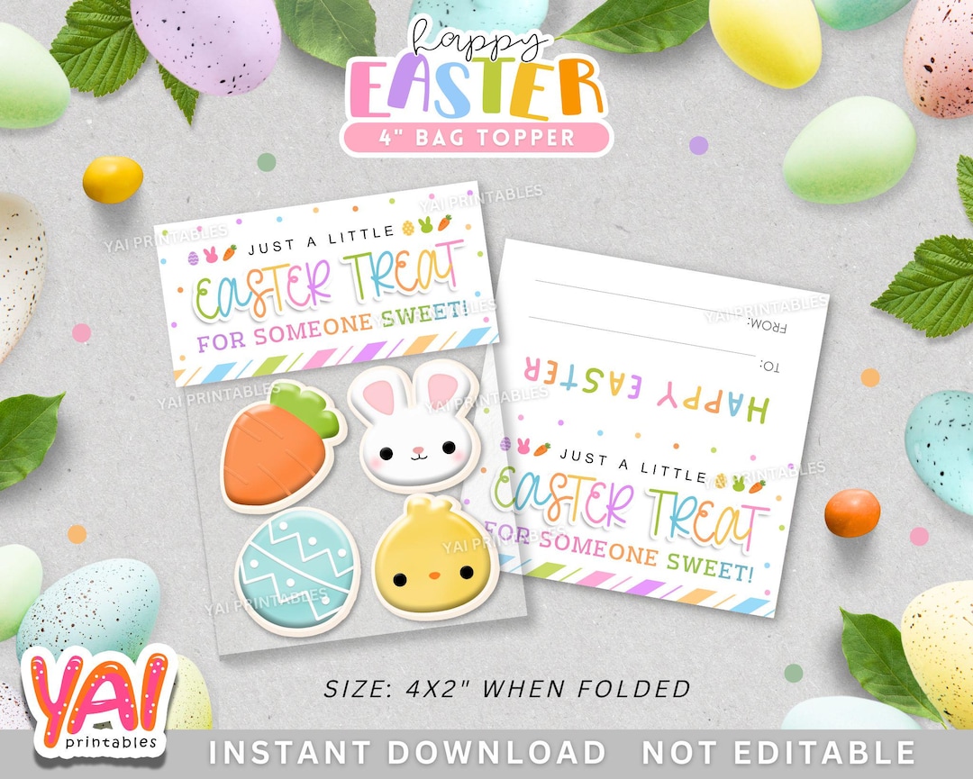 4" Easter Treat Bag Topper, Printable Bag Topper, Printable Easter ...