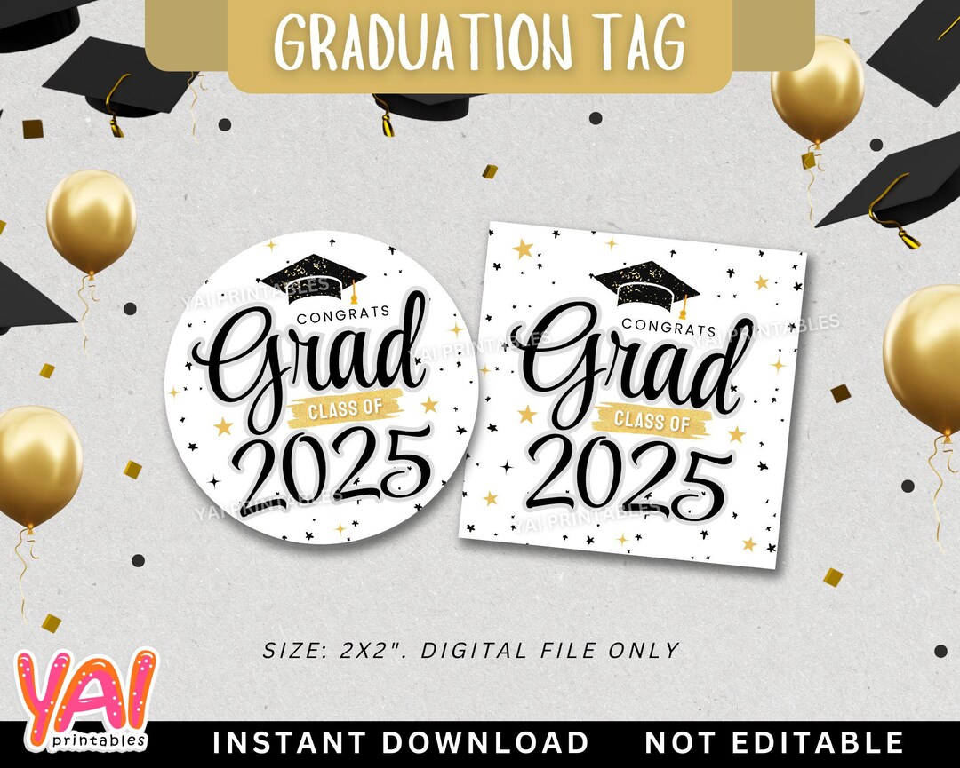 Printable Graduation Tag, Graduation Gift Tag, Class of 2025 Gift Tag ...