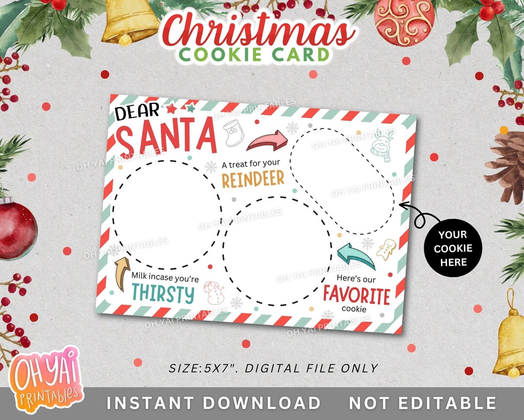 Christmas Cookie Card, Printable Christmas Cookie Card, Cookies for ...