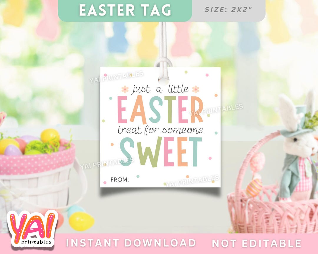 Printable Easter Tag, Printable Easter Treats Tag, Round Easter Tag ...