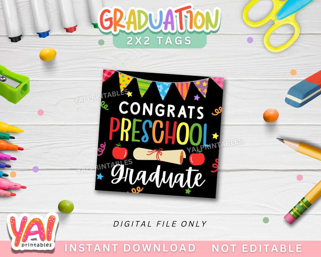 Preschool Graduation Tag, Printable Graduation Tag, Preschool Tag ...