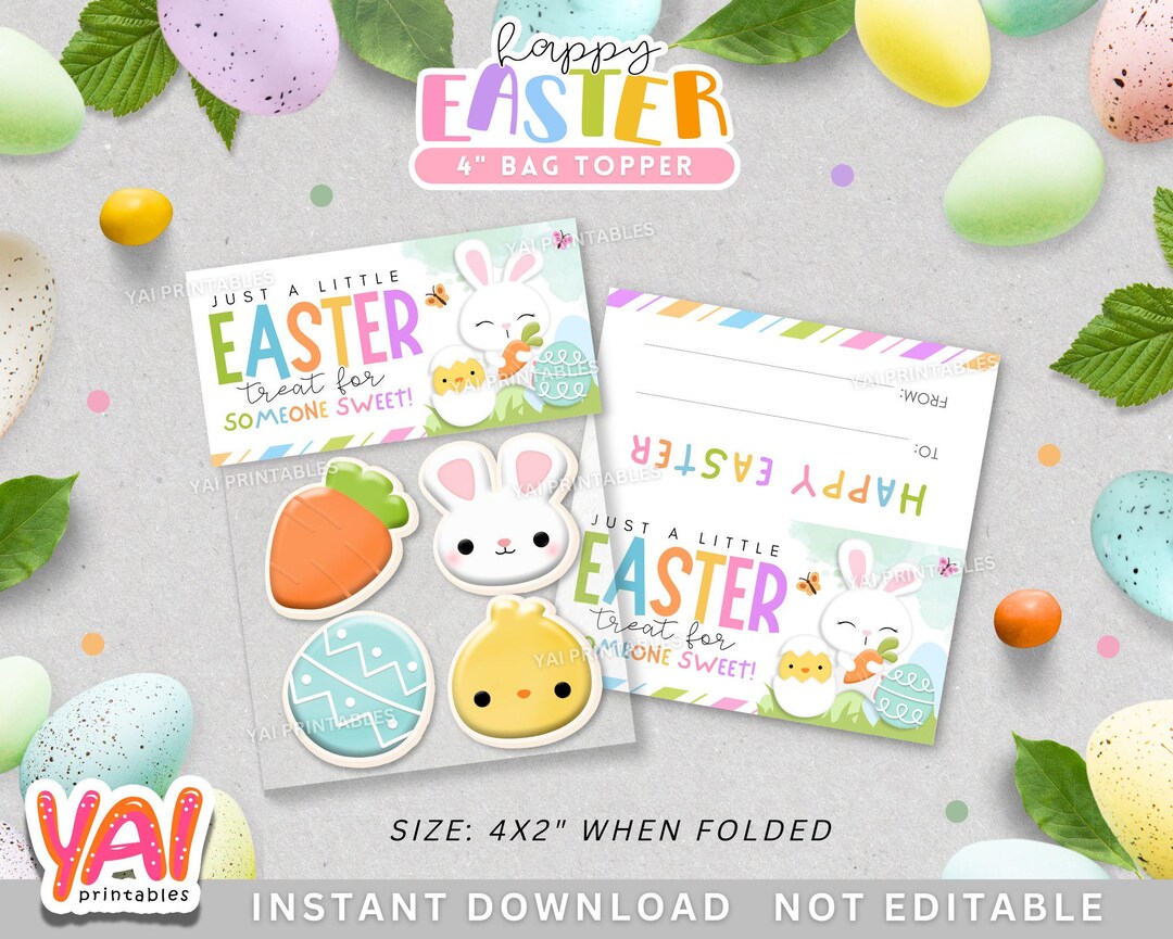4" Easter Treat Bag Topper, Printable Bag Topper, Printable Easter ...