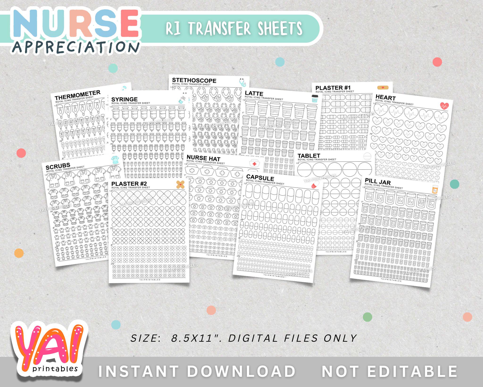 Nurse Appreciation Royal Icing Transfer Sheets, Healthcare RI Transfer ...