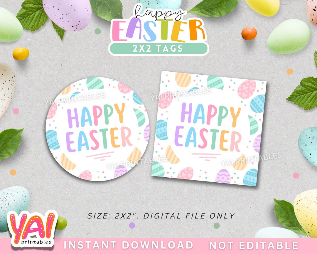 Printable Easter Tag, Printable Easter Treats Tag, Round Easter Tag ...