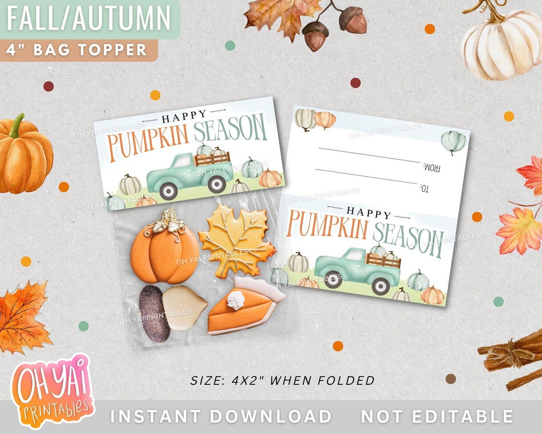 Fall Treat Bag Topper: Printable Autumn Leaves Design (digital Download ...