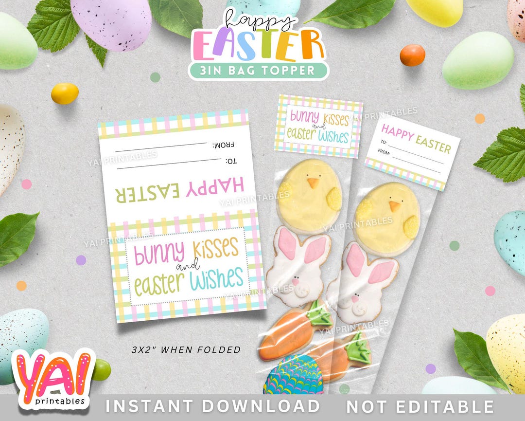 3" Easter Treat Bag Topper, Printable Bag Topper, Printable Easter ...