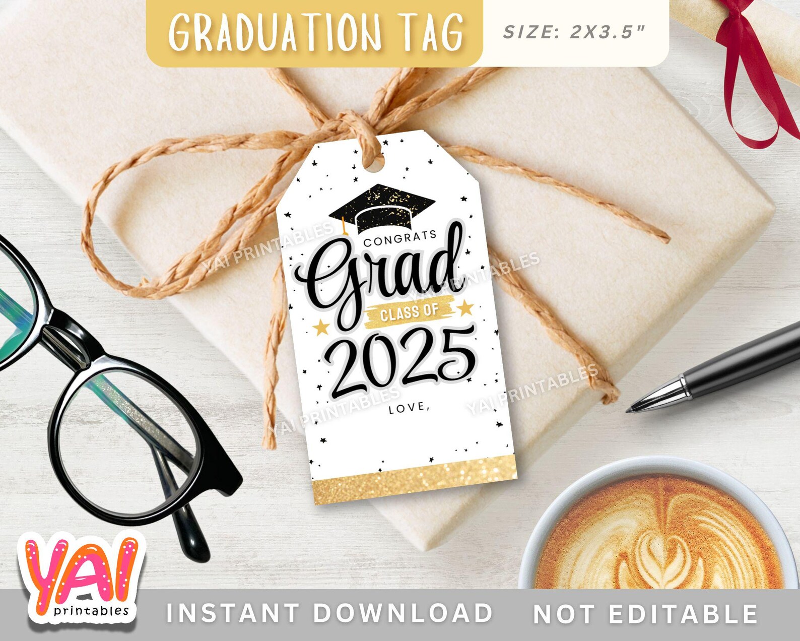 Printable Graduation Tag, Graduation Gift Tag, Class of 2025 Gift Tag ...
