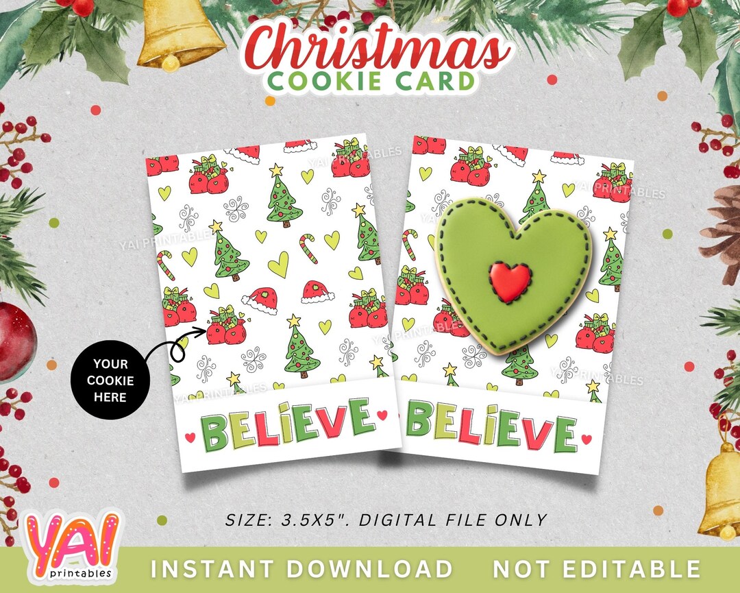 Christmas Cookie Card, Printable Christmas Cookie Card, Christmas ...