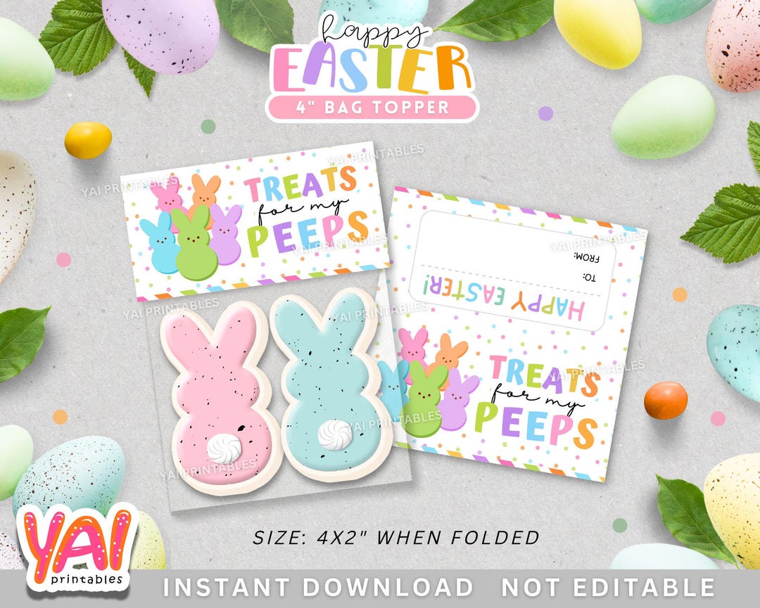 4" Easter Treat Bag Topper, Printable Bag Topper, Printable Easter ...