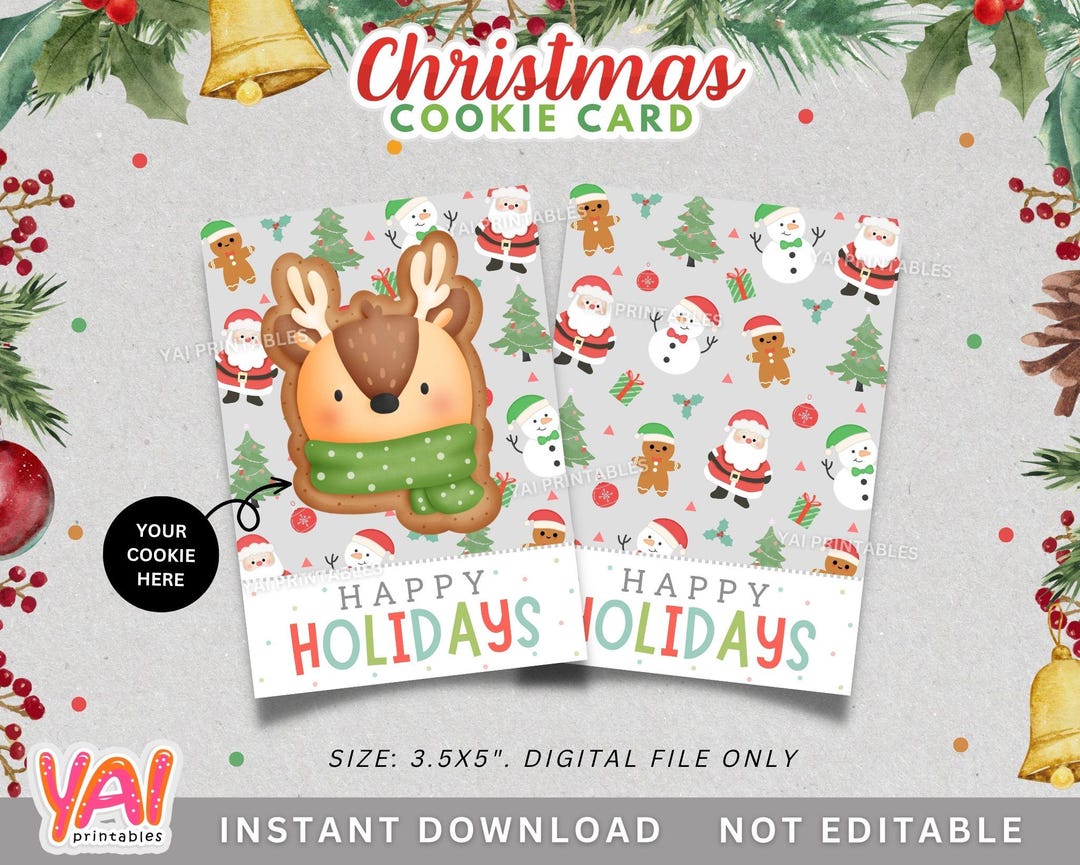 Christmas Cookie Card, Printable Christmas Cookie Card, Christmas ...