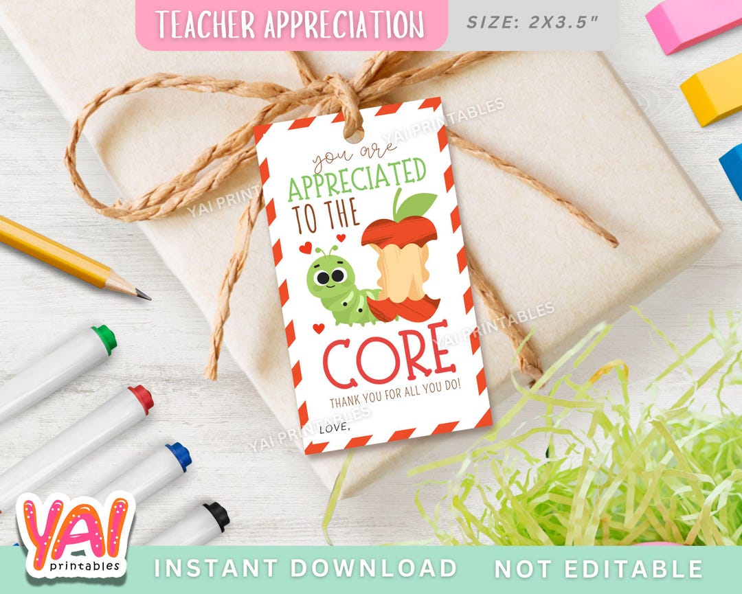Teacher Appreciation Gift Tag, Printable Teacher Appreciation Tag ...