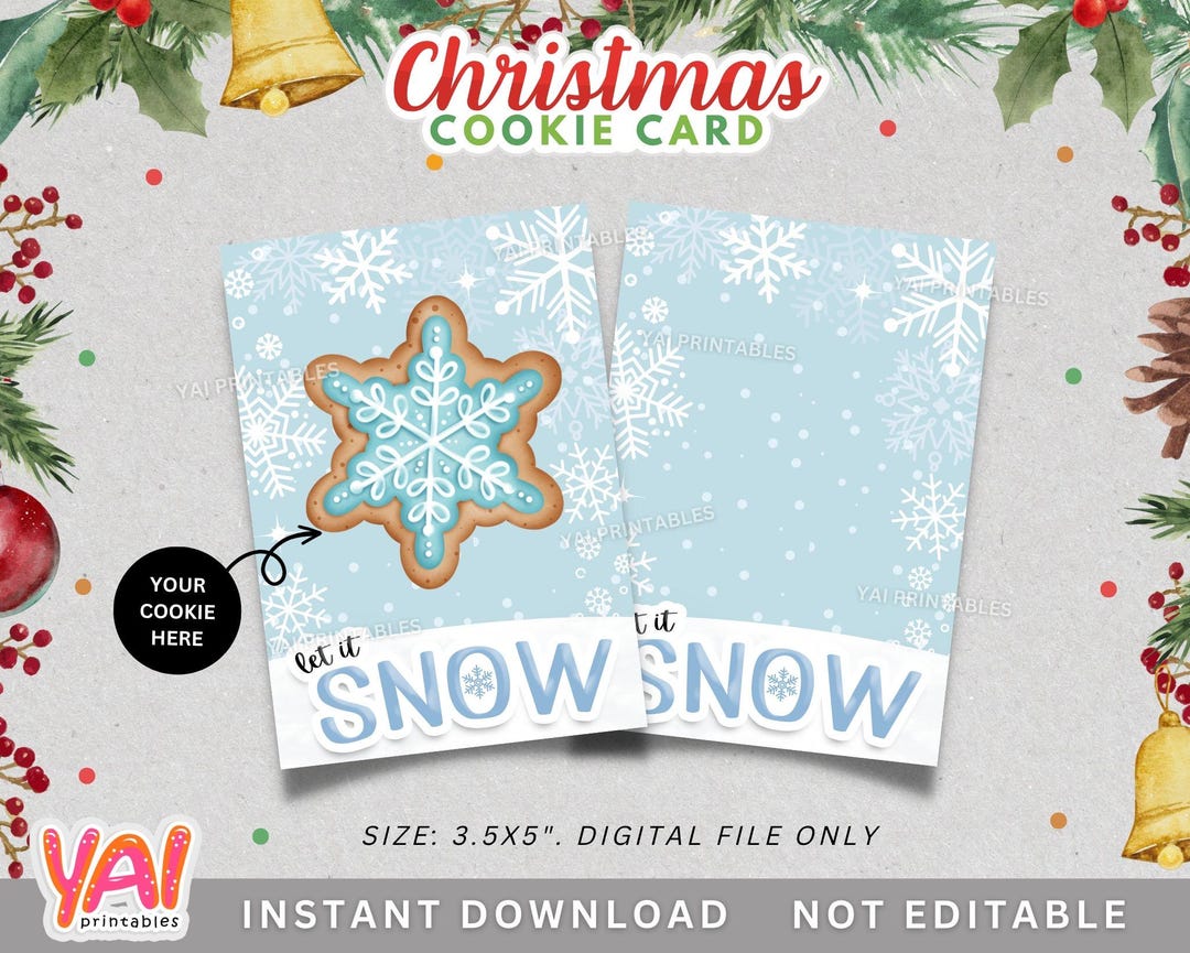 Christmas Cookie Card, Printable Christmas Cookie Card, Christmas ...