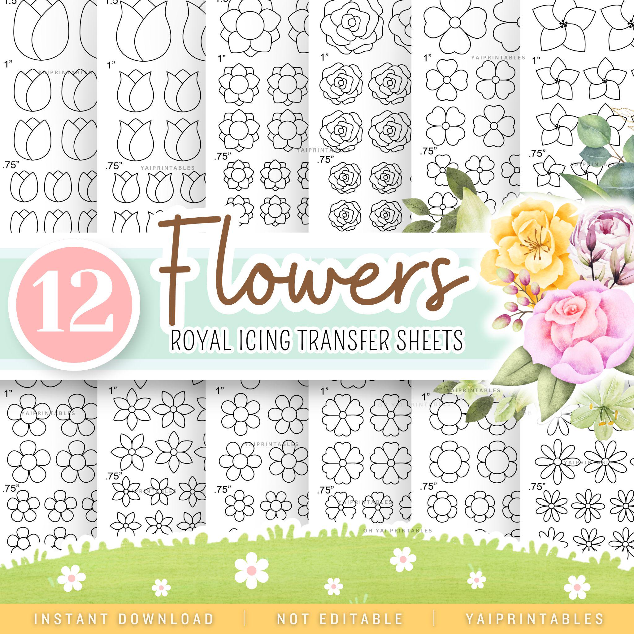Flowers Royal Icing Transfer Sheets, Flowers RI Transfer Sheets ...