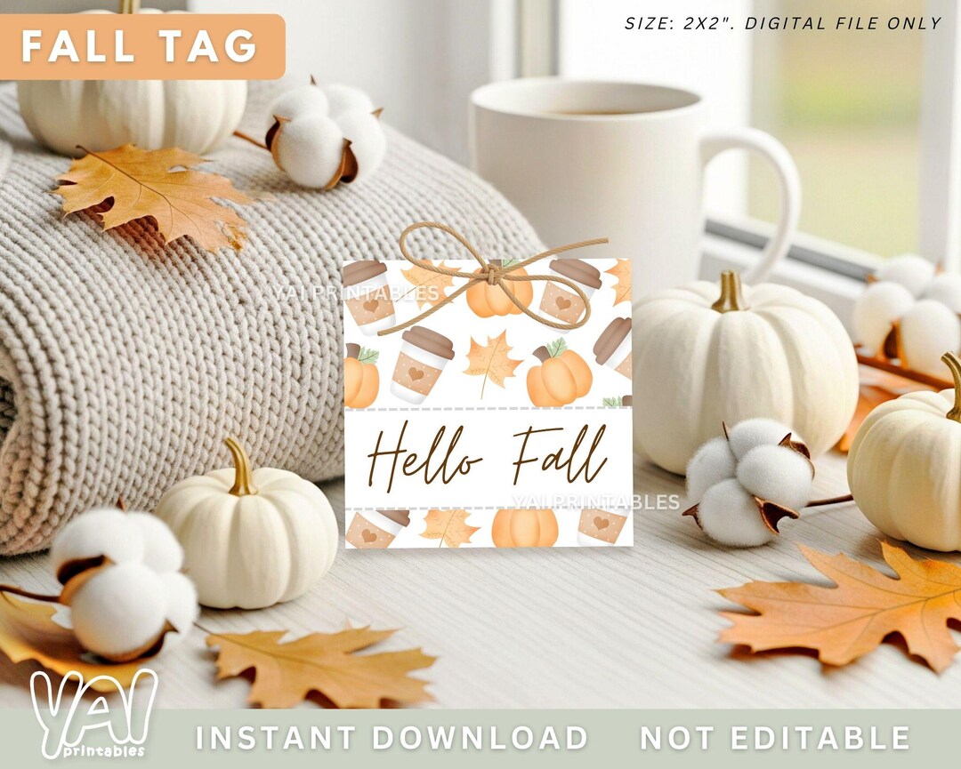 Fall Gift Tags: Pumpkin, Latte Design (digital Download, 2x2") - Etsy