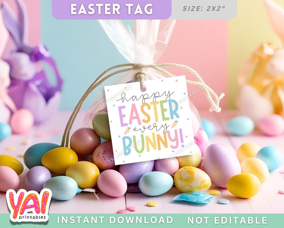 Printable Easter Tag, Printable Easter Treats Tag, Round Easter Tag ...
