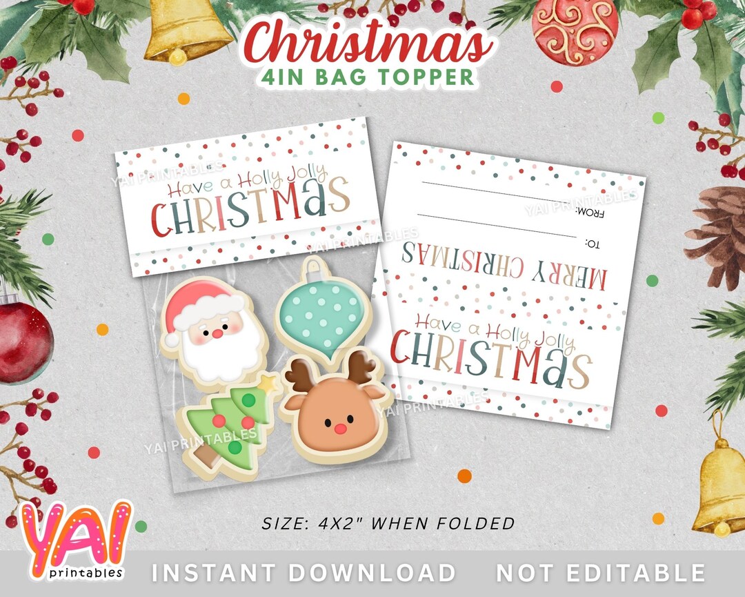 4" Christmas Bag Topper, Printable Christmas Bag Topper, 4" Christmas ...