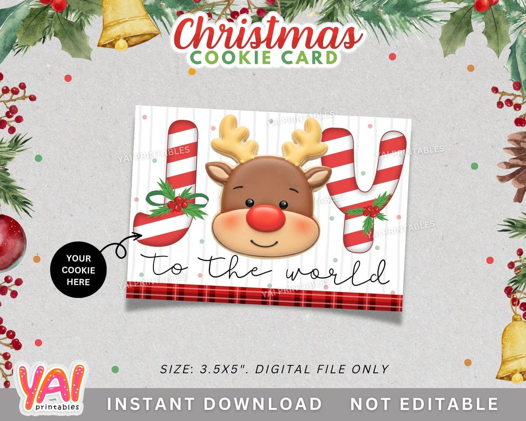 Christmas Cookie Card, Printable Christmas Cookie Card, Christmas ...