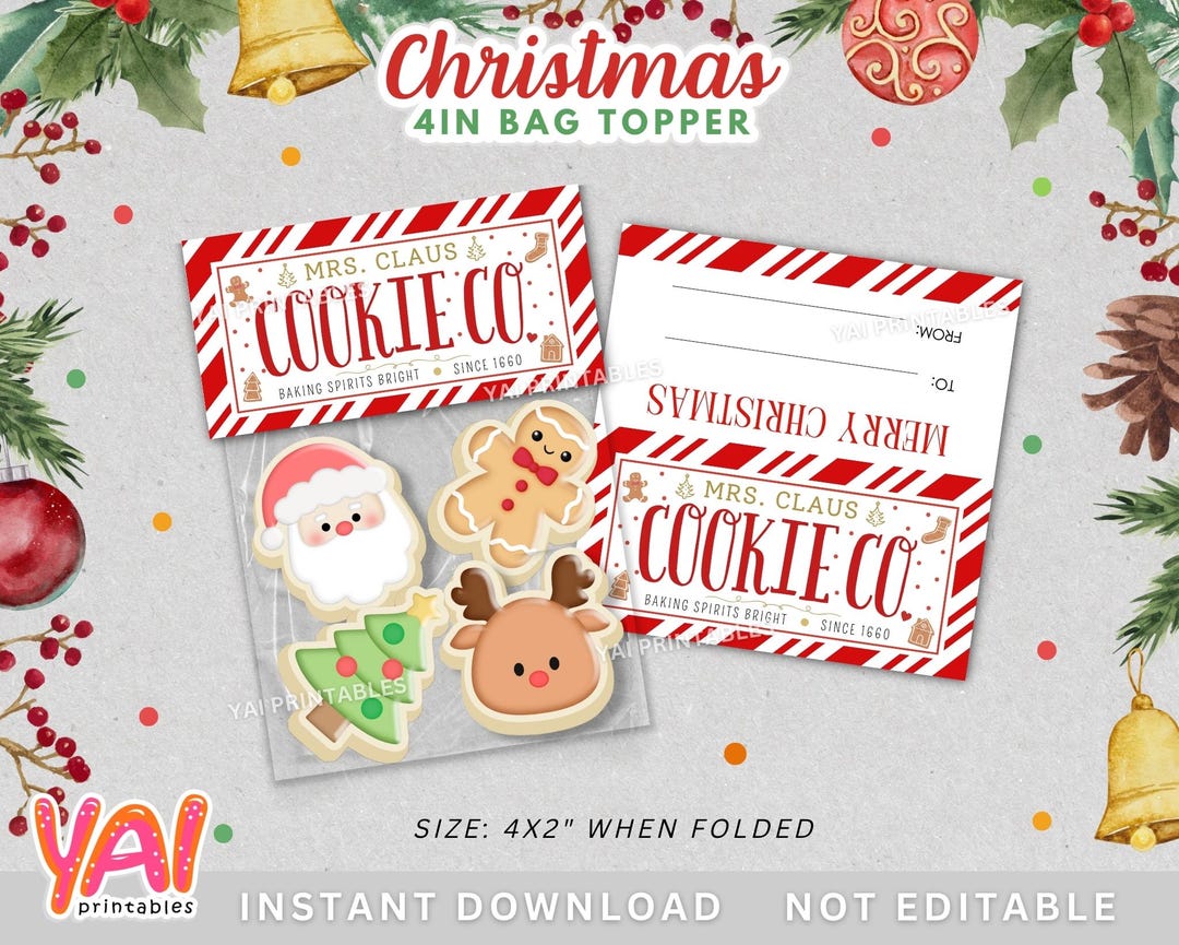 4" Christmas Bag Topper, Printable Christmas Bag Topper, 4" Christmas ...