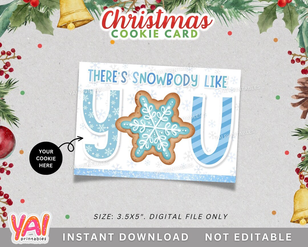 Christmas Cookie Card, Printable Christmas Cookie Card, Christmas ...