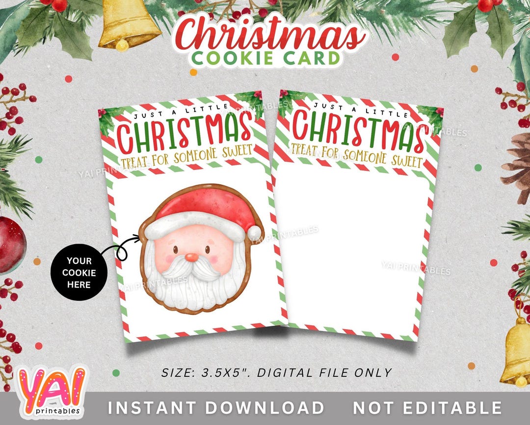 Christmas Cookie Card, Printable Christmas Cookie Card, Christmas ...