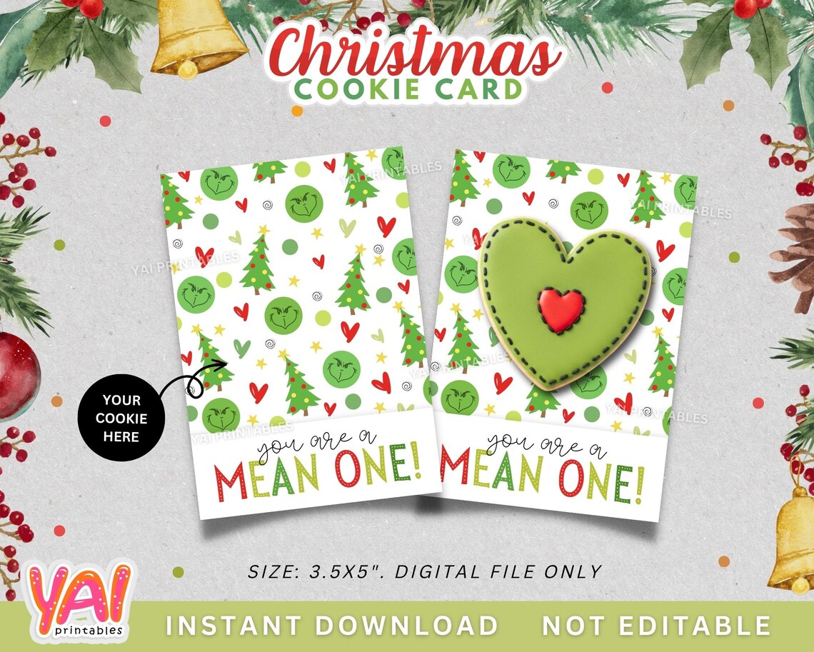 Christmas Cookie Card, Printable Christmas Cookie Card, Christmas ...