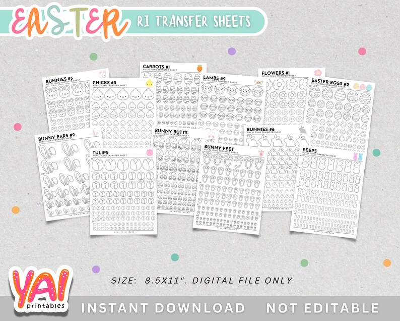 Easter Royal Icing Transfer Sheets, RI Transfer Sheets, Printable ...