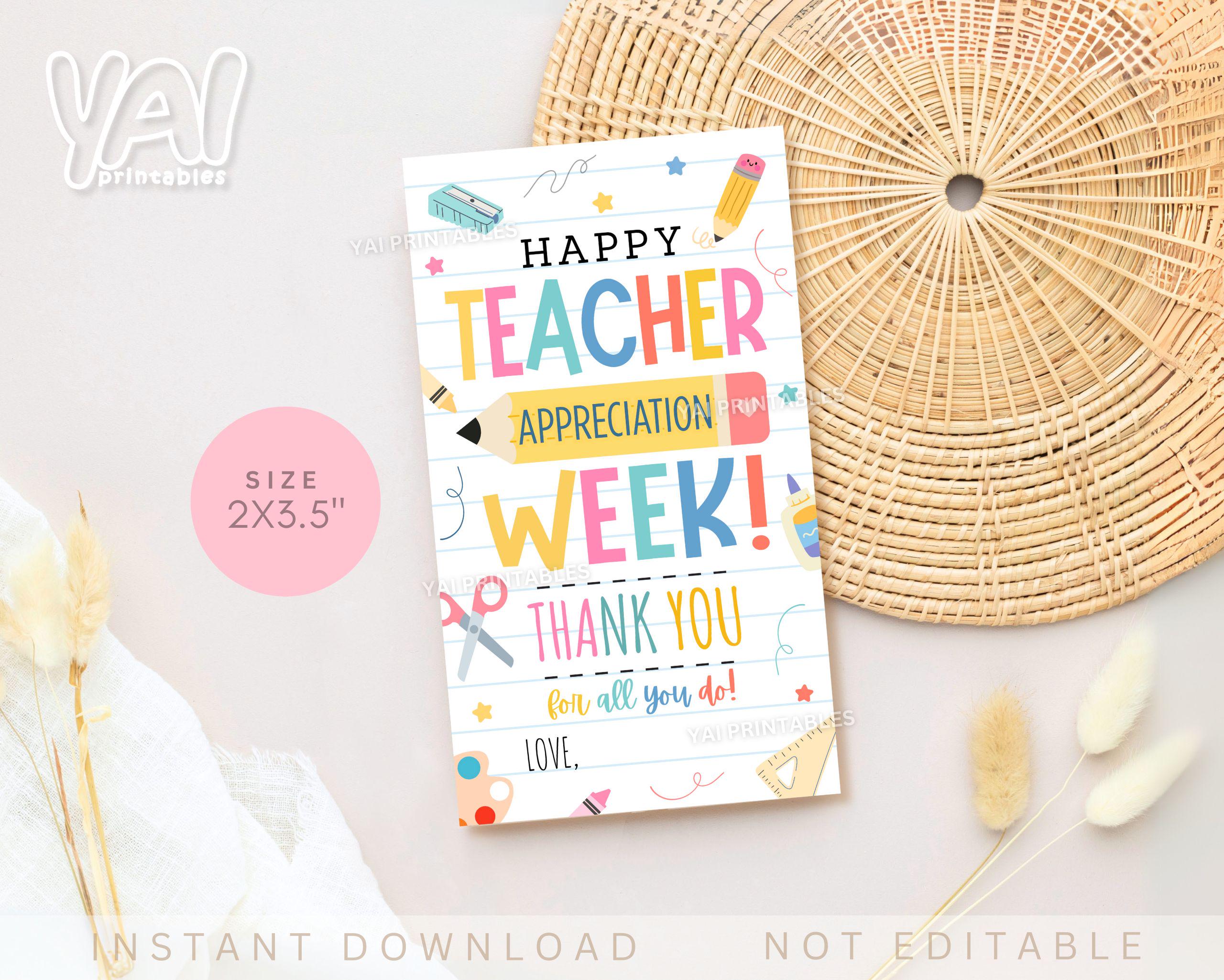 Teacher Appreciation Gift Tag, Printable Teacher Appreciation Tag ...