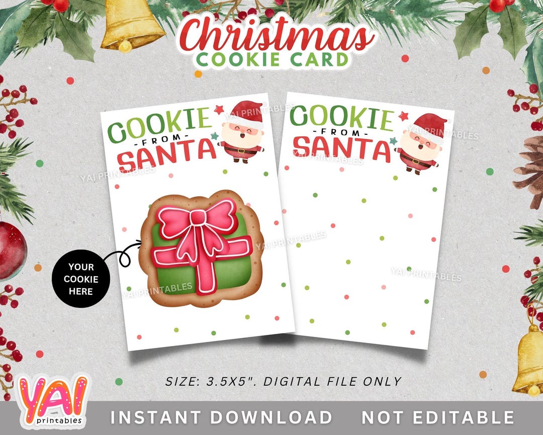 Christmas Cookie Card, Printable Christmas Cookie Card, Christmas ...