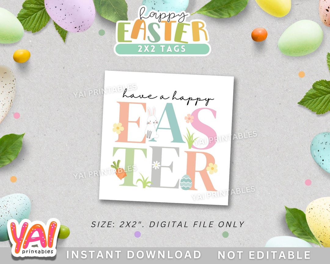Printable Easter Tag, Printable Easter Treats Tag, Round Easter Tag ...