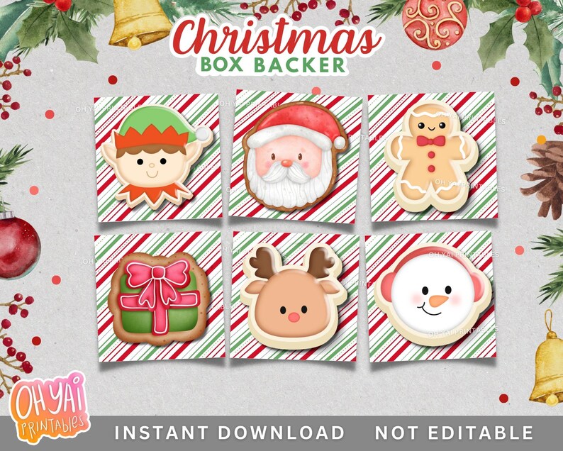 Christmas Cookie Box Backer, Printable Christmas Cookie Backer ...