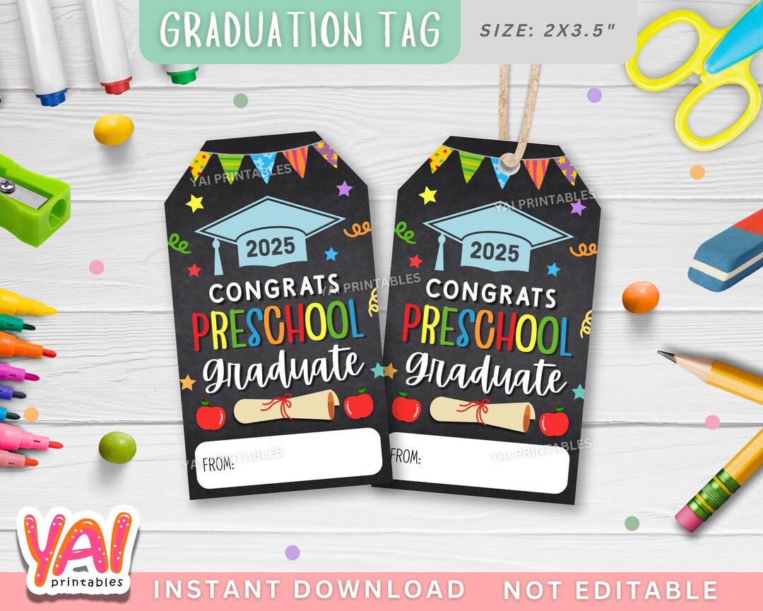 Preschool Graduation Tag, Printable Graduation Tag, Preschool Tag ...
